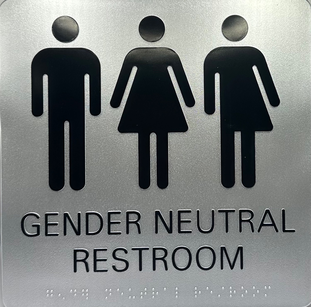 Gender Neutral Restroom Toilet Braille Sign Silver - Australian ...
